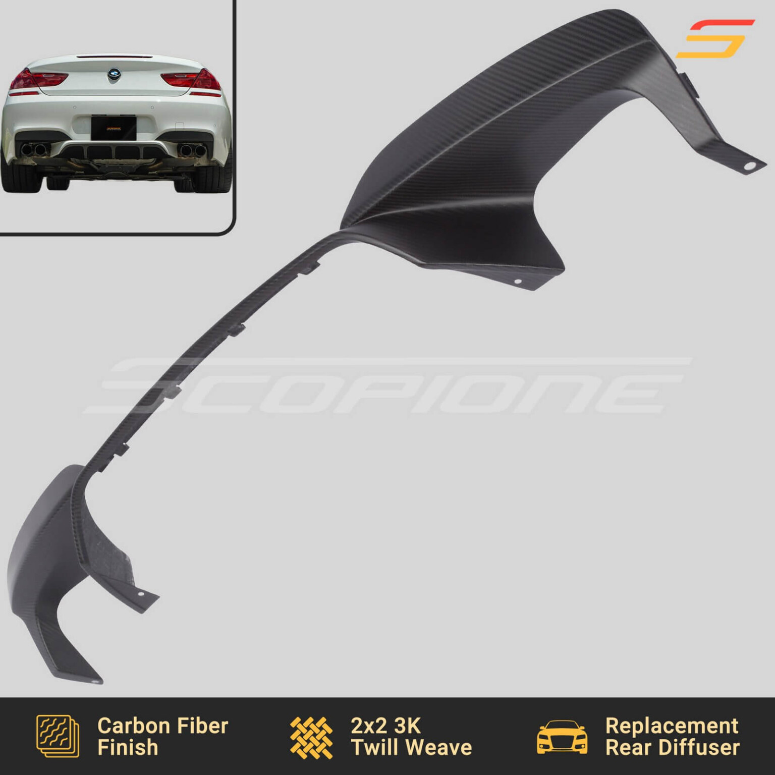 Scopione Carbon Fiber Rear Bumper Diffuser for BMW M6 F06 F12