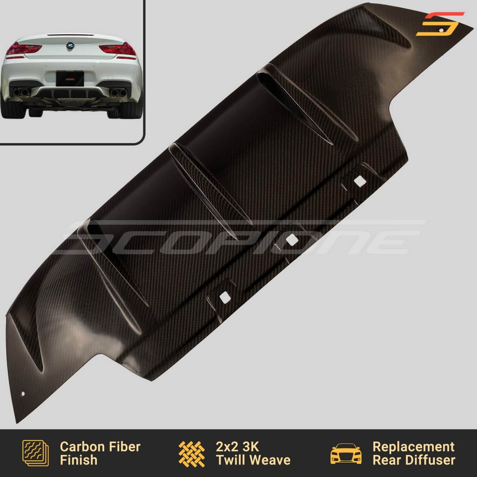 Scopione Carbon Fiber Rear Bumper Bottom Diffuser for BMW M6 F06 F12