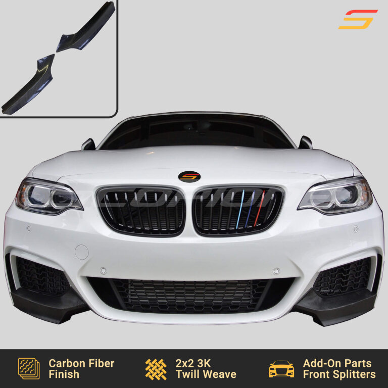 Carbon Fiber Front Splitters for BMW 2 Series F22 F23 | Scopione