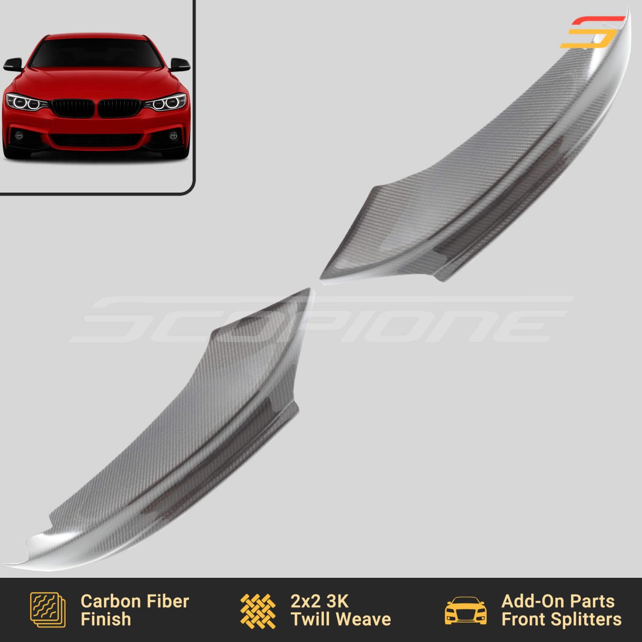 Carbon Front Splitters for BMW 4 Series M F32 F33 F36 | Scopione