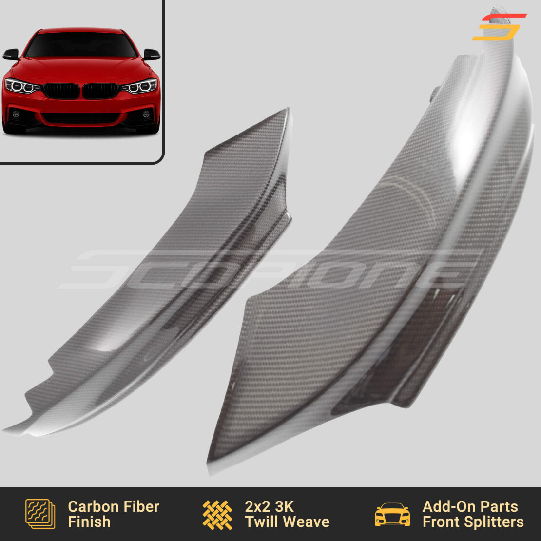 Carbon Front Splitters for BMW 4 Series M F32 F33 F36 | Scopione