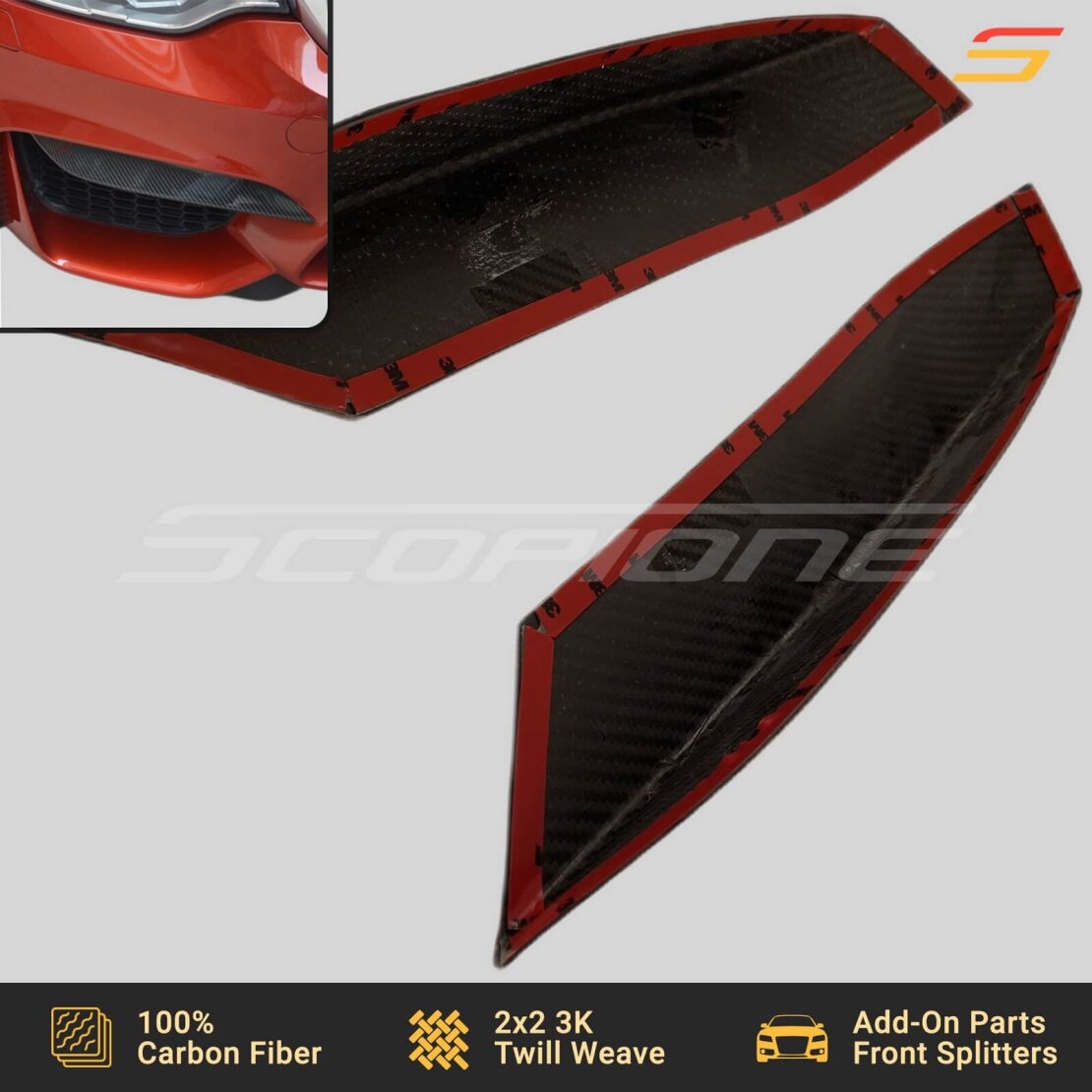 Scopione Carbon Fiber Front Upper Splitters for M3 F80 & M4 F82