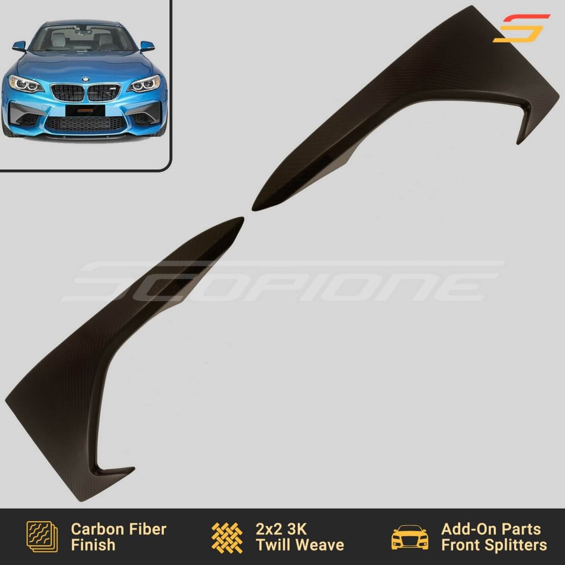 Scopione Carbon Fiber SC1 Upper Splitters for Pre-LCI BMW 2 Series M2
