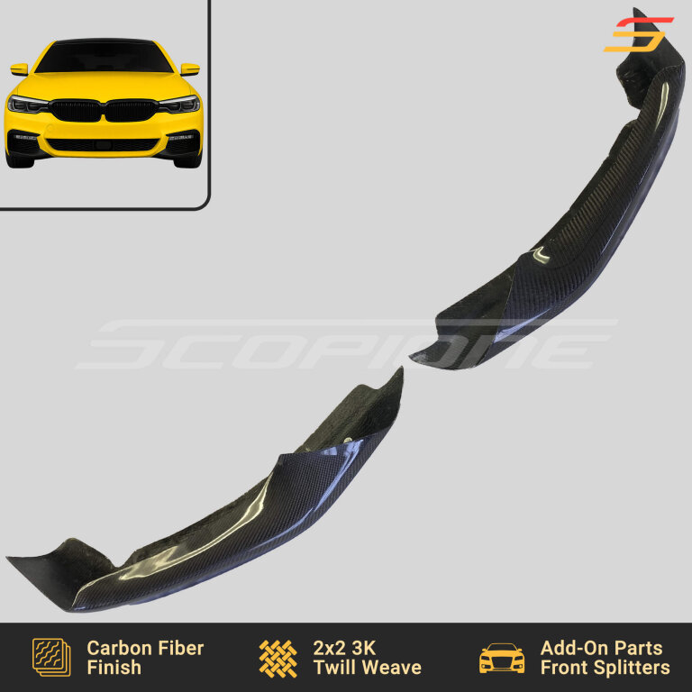 Carbon Fiber Front Splitters for BMW 5 Series G30 G38 | Scopione
