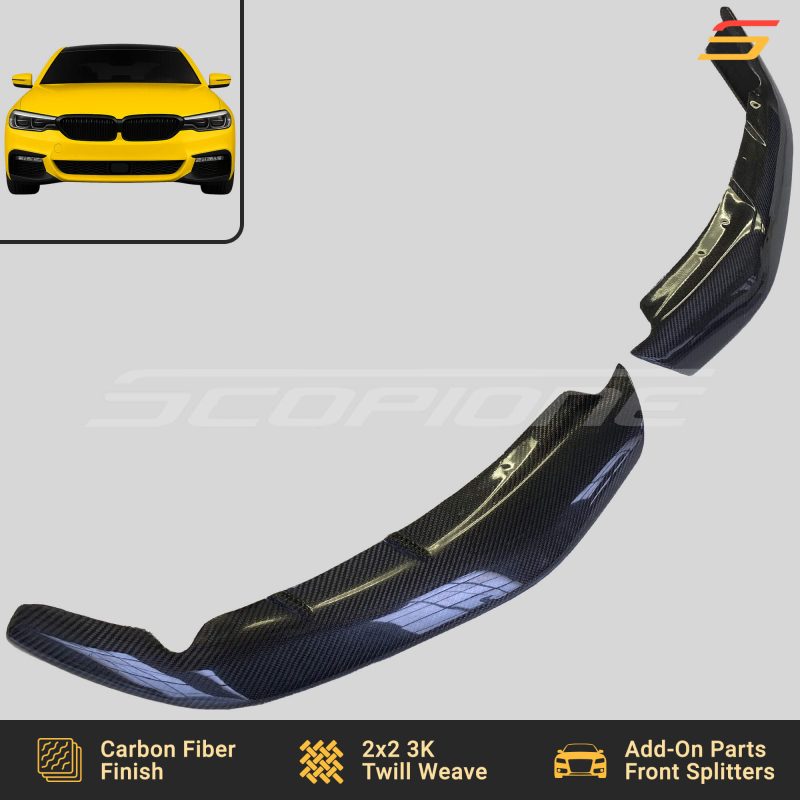Carbon Fiber Front Splitters for BMW 5 Series G30 G38 | Scopione