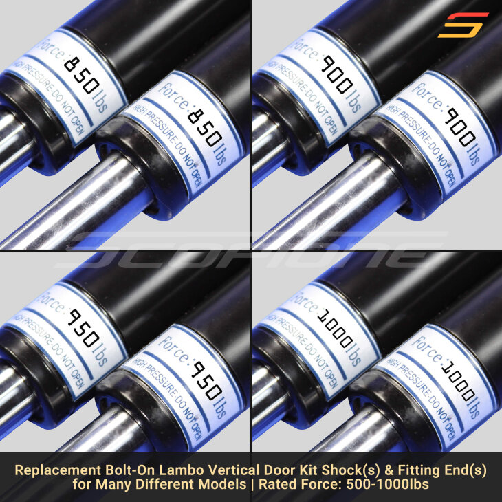 Lambo Vertical Door Kit Replacement 7.75" Shocks +6 Fitting Ends