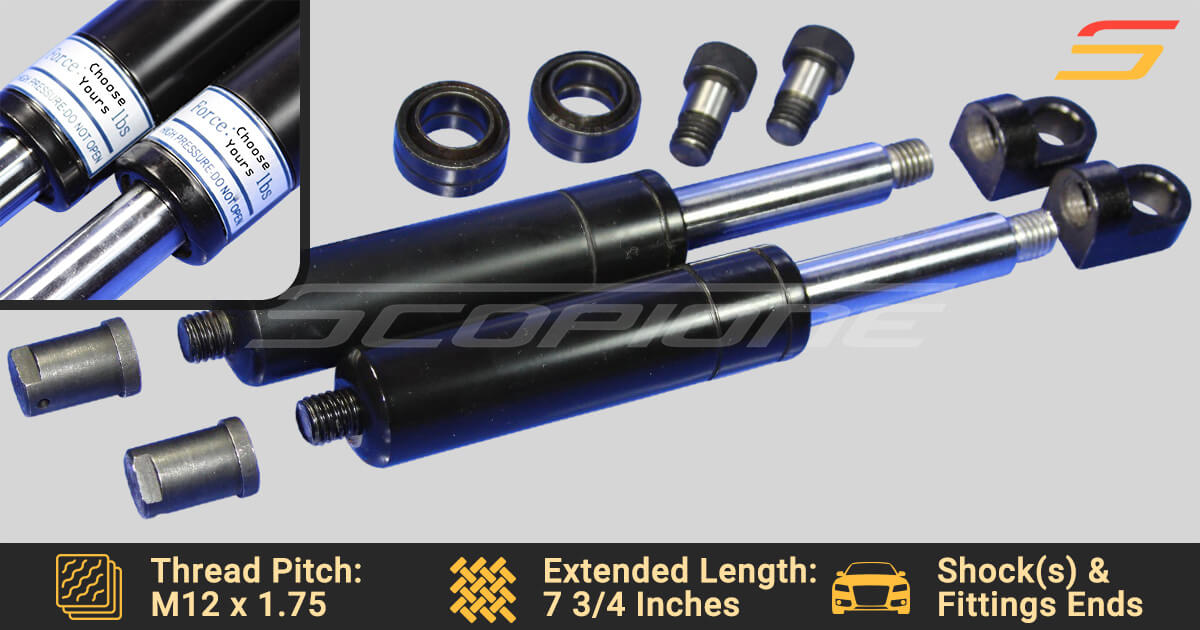 Lambo Vertical Door Kit Replacement 7.75" Shocks +8 Fitting Ends