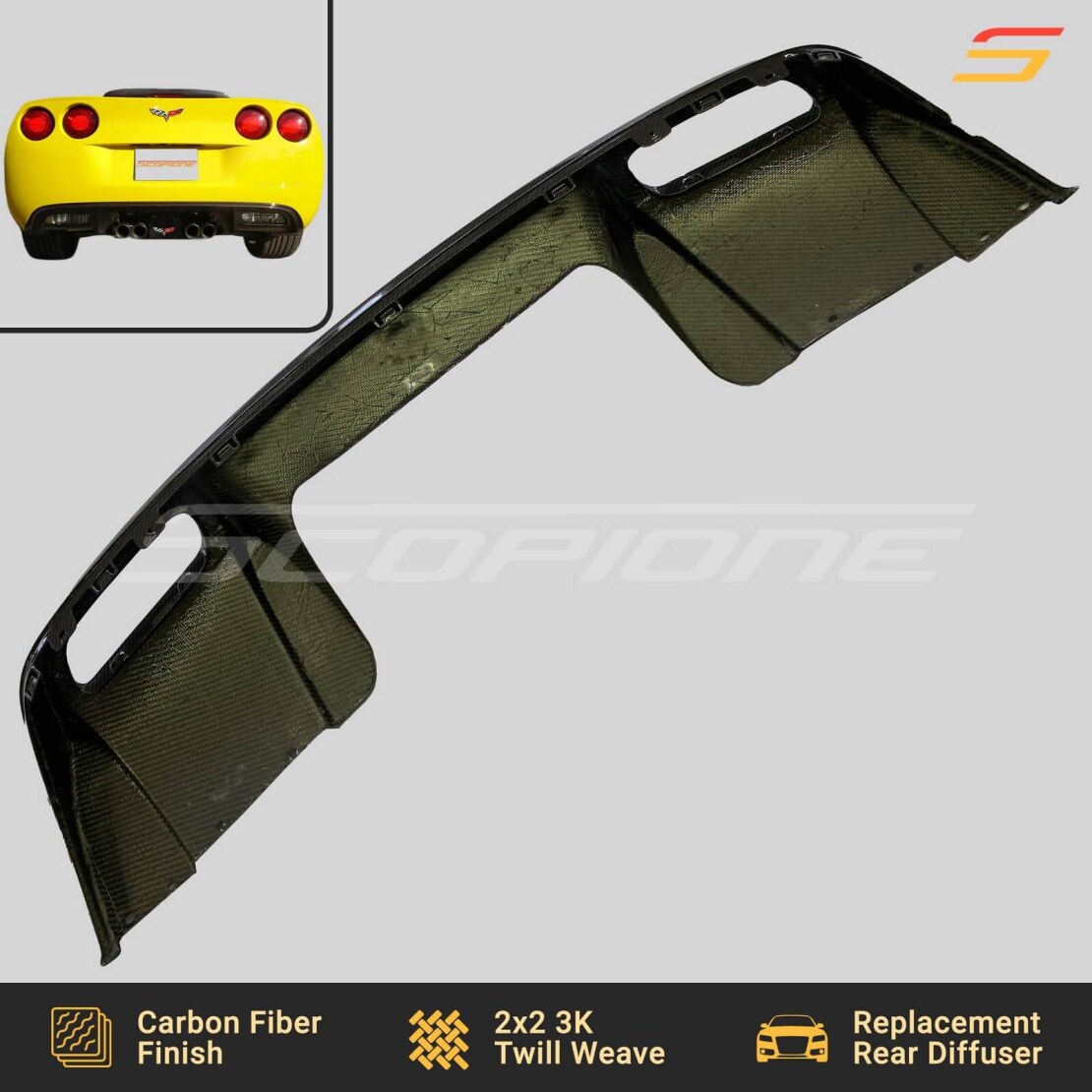 Scopione Carbon Fiber Rear Bumper Diffuser for Chevy Corvette C6
