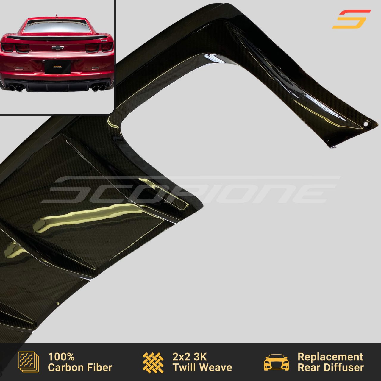 Scopione Carbon Quad Rear Diffuser for Chevrolet 10-13 Camaro