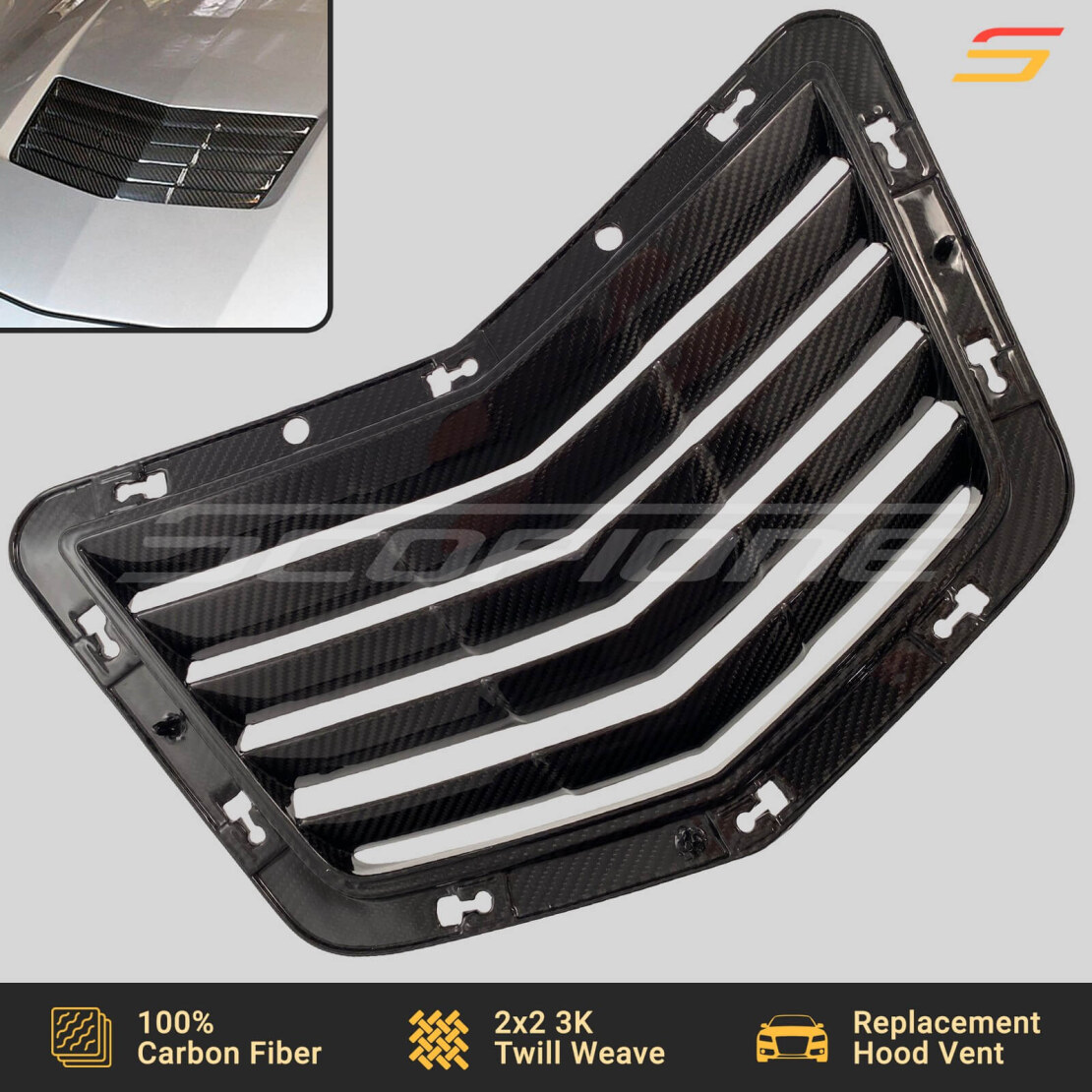 Scopione Carbon Front Hood Air Vent for Corvette C7 Stingray GS
