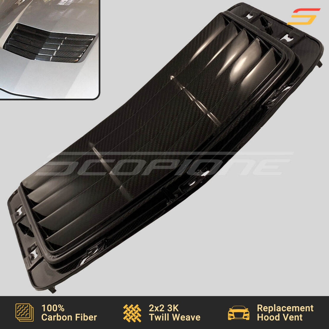 Scopione Carbon Front Hood Air Vent for Corvette C7 Stingray GS