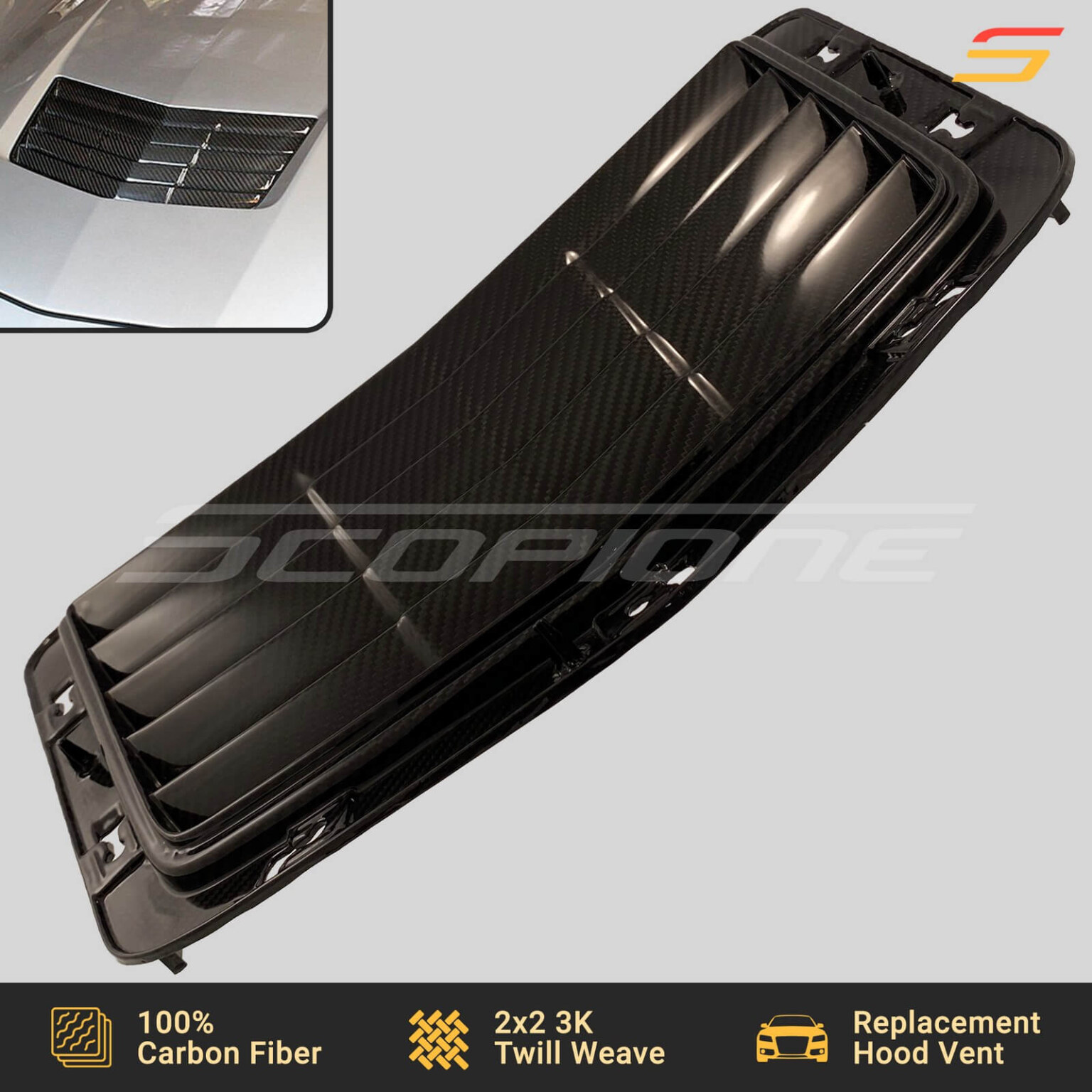Scopione Carbon Front Hood Air Vent for Corvette C7 Stingray GS