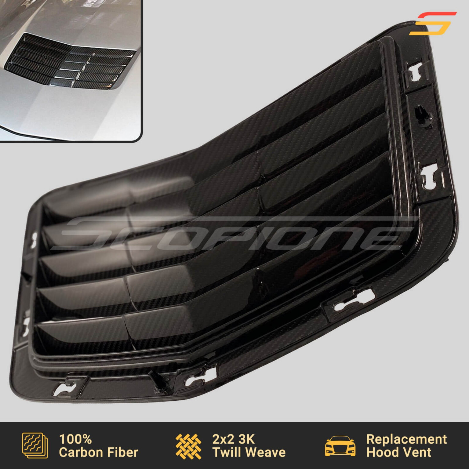 Scopione Carbon Front Hood Air Vent for Corvette C7 Stingray GS