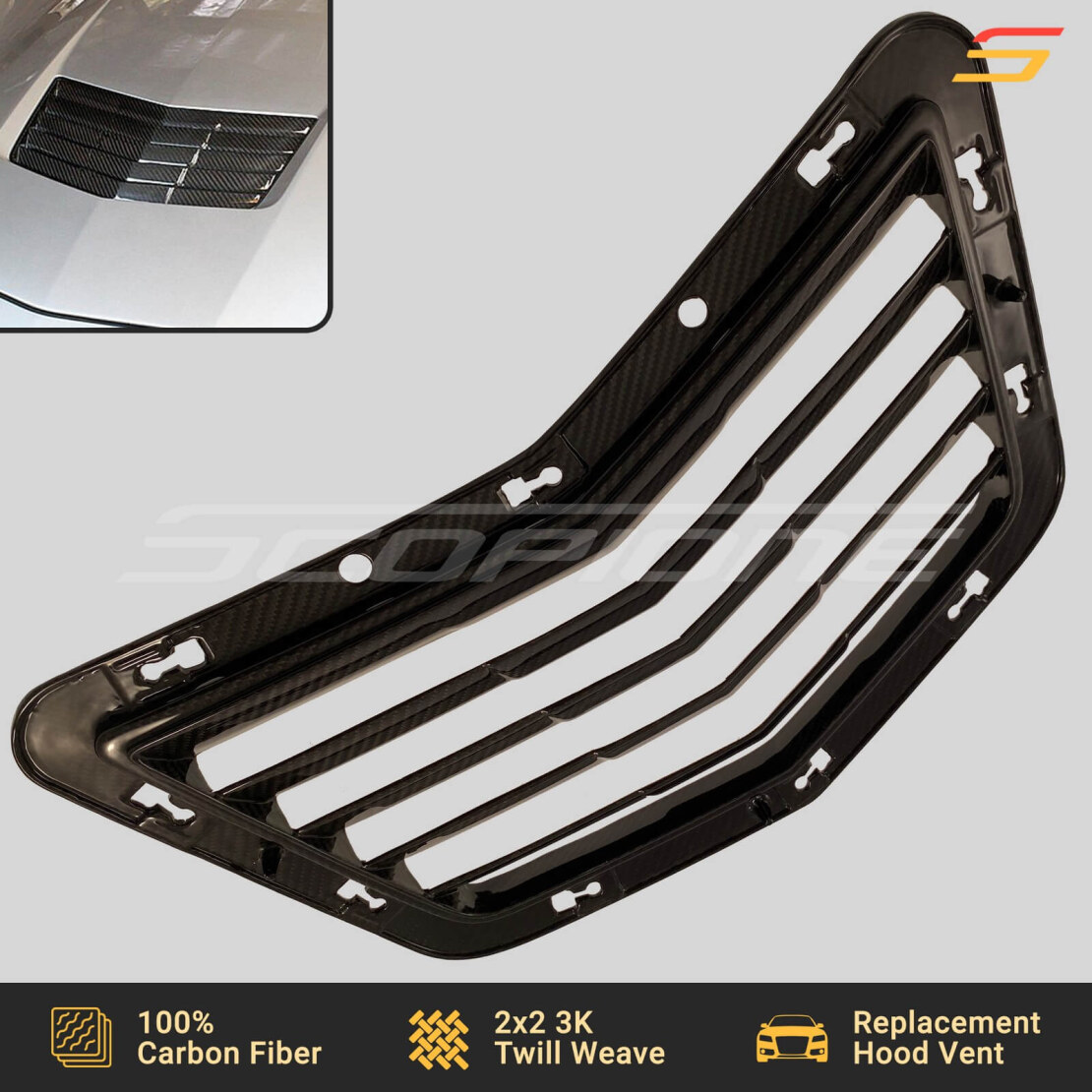 Scopione Carbon Front Hood Air Vent for Corvette C7 Stingray GS