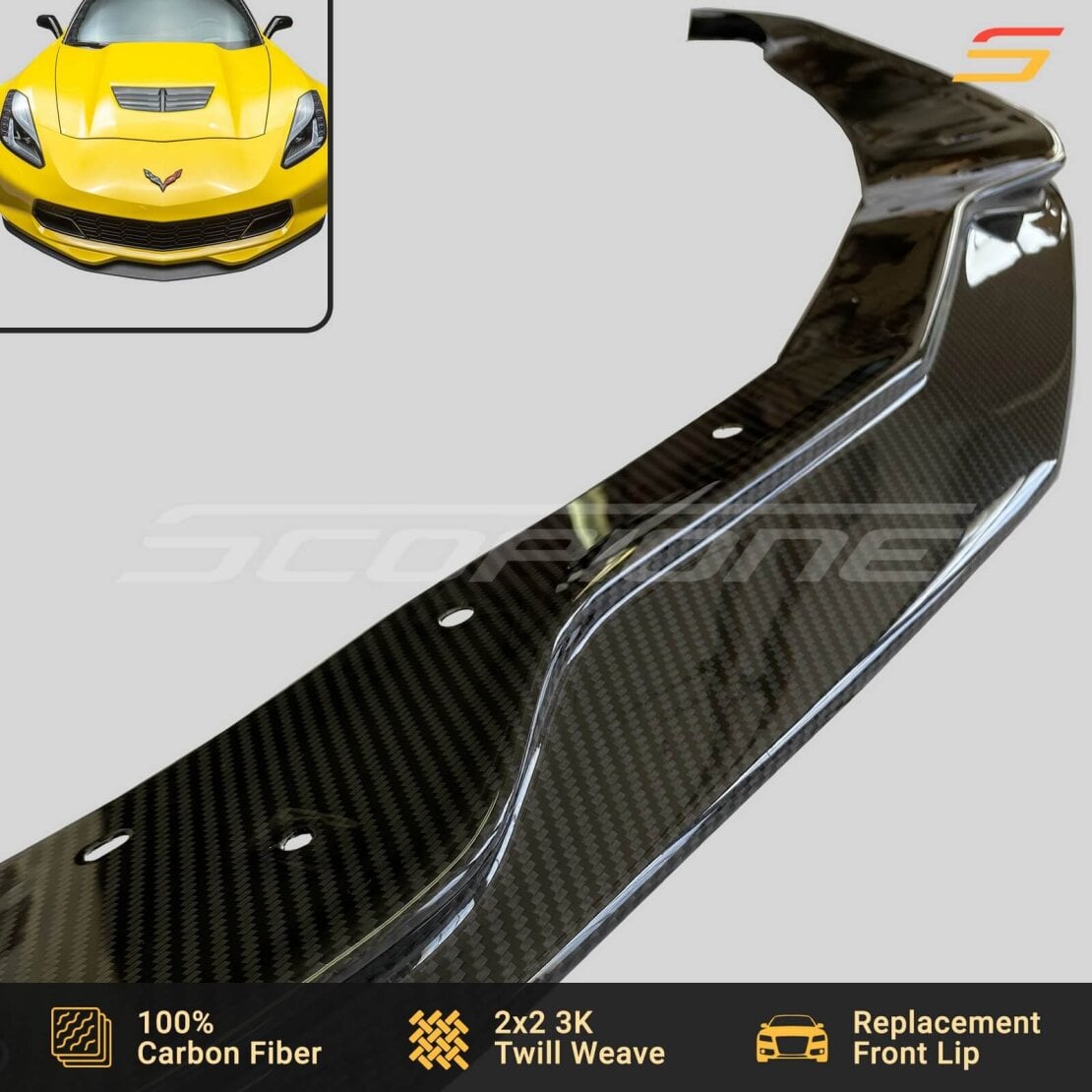 Scopione Carbon Front Bumper Lip Spoiler: Corvette C7 Stingray