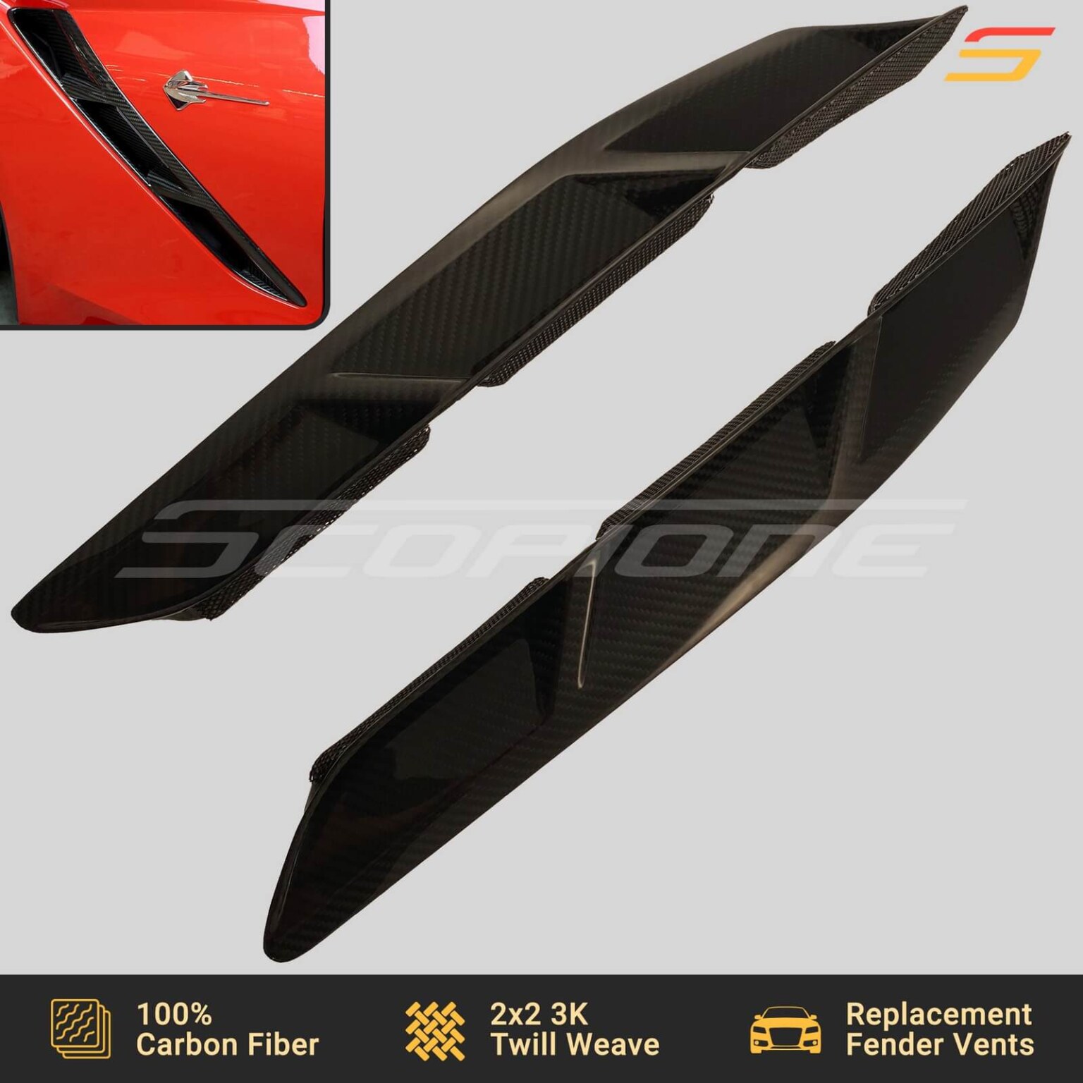 Scopione Carbon Front Fender Air Vents for Corvette C7 Stingray
