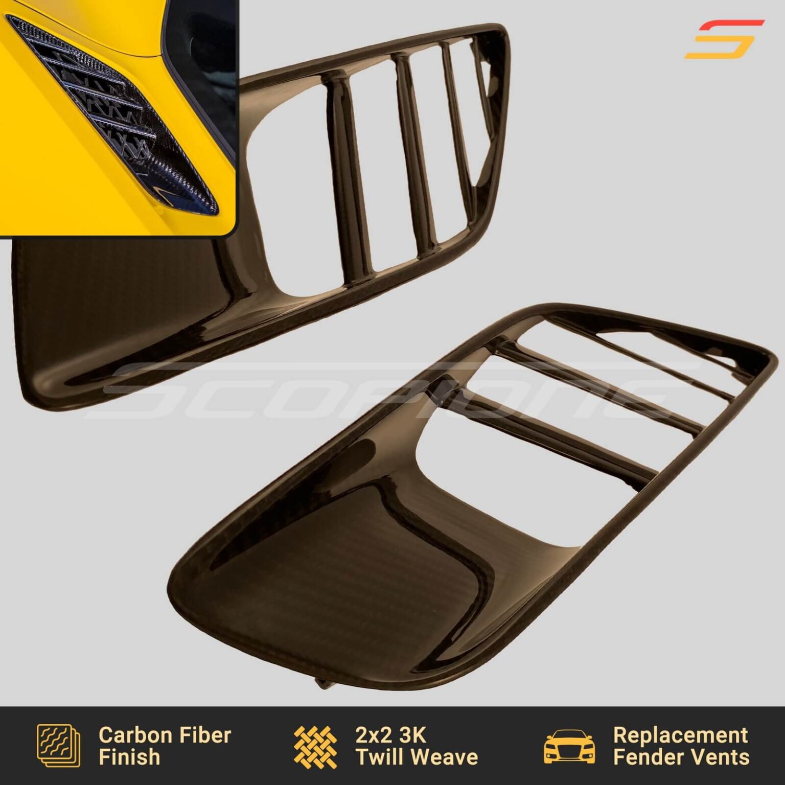 Scopione Carbon Rear Fender Air Vents for Corvette C7 Stingray
