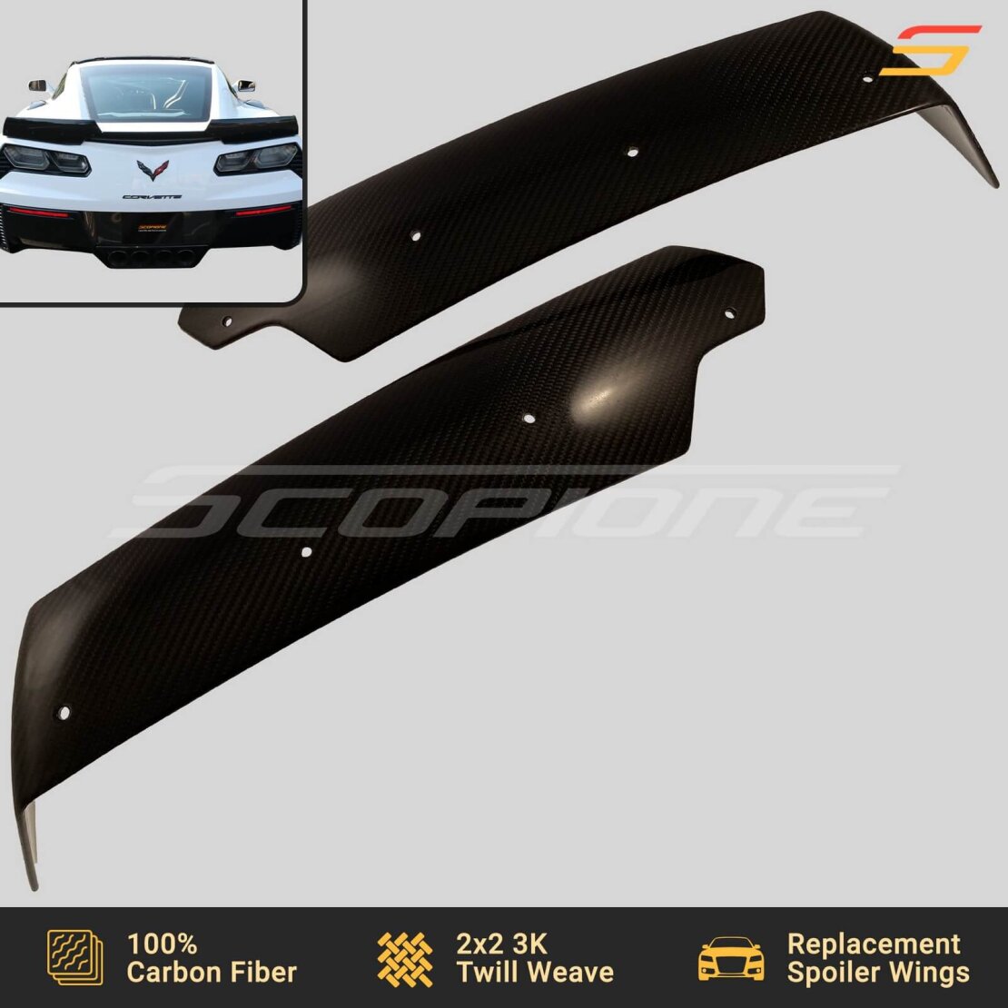 Scopione Carbon Rear Spoiler Winglets for Corvette C7 Z06 GS