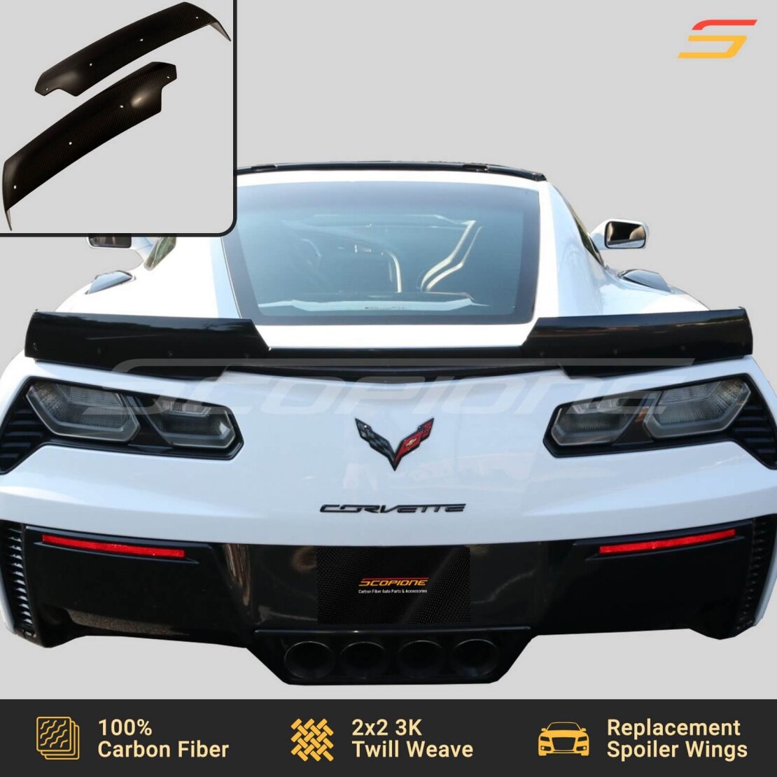 Scopione Carbon Rear Spoiler Winglets for Corvette C7 Z06 GS