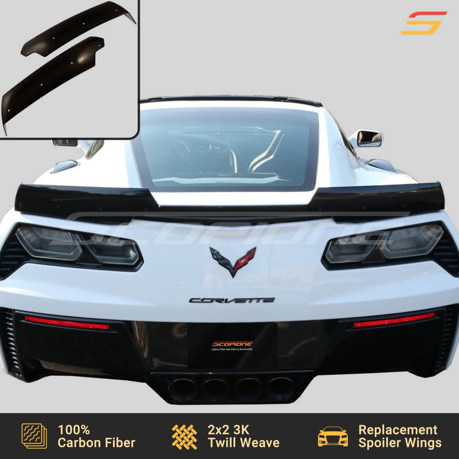 Scopione Carbon Rear Spoiler Winglets for Corvette C7 Z06 GS
