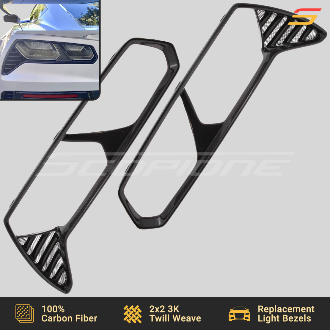 Scopione Carbon Tail Light Bezels for Corvette C7 Stingray