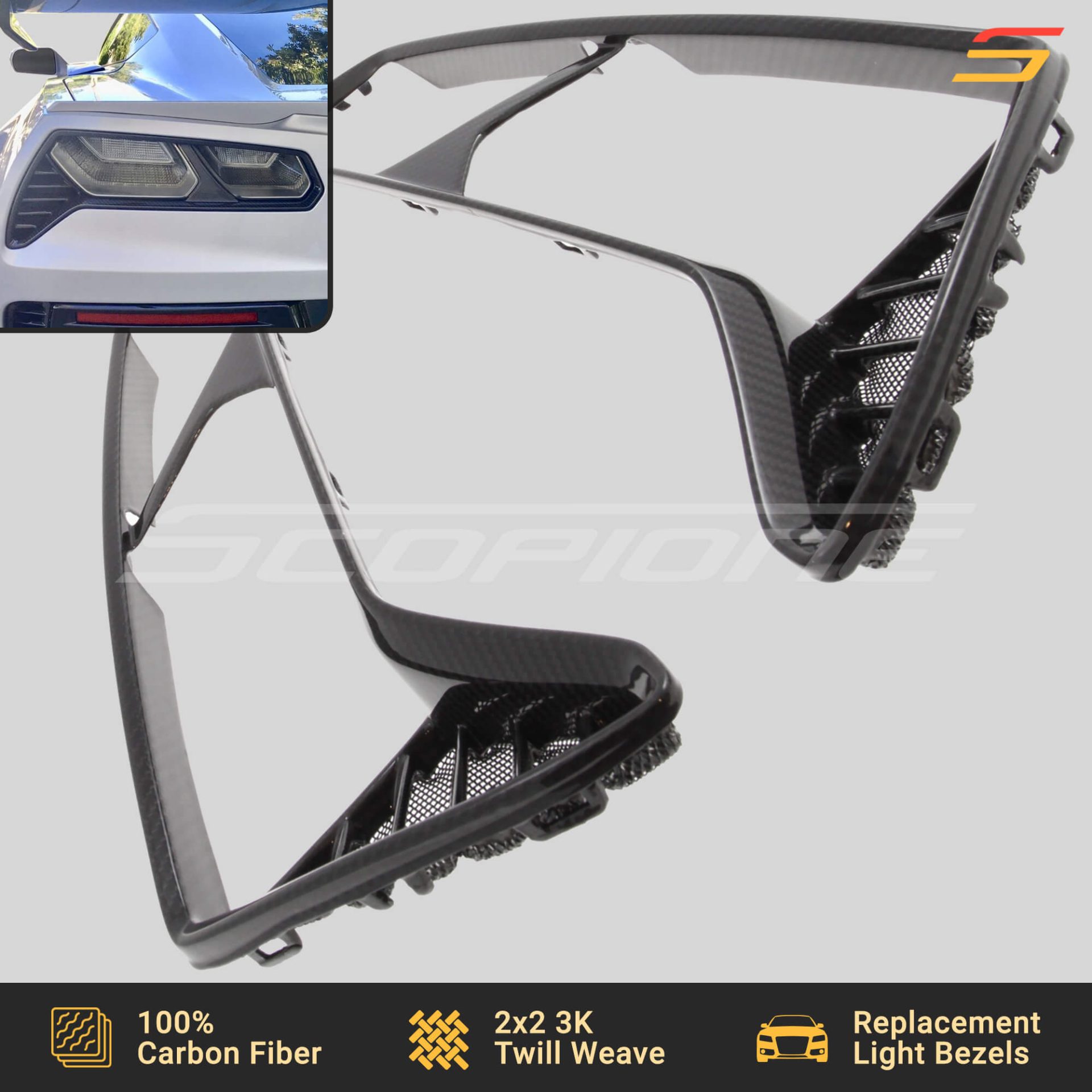 Scopione Carbon Tail Light Bezels for Corvette C7 Stingray