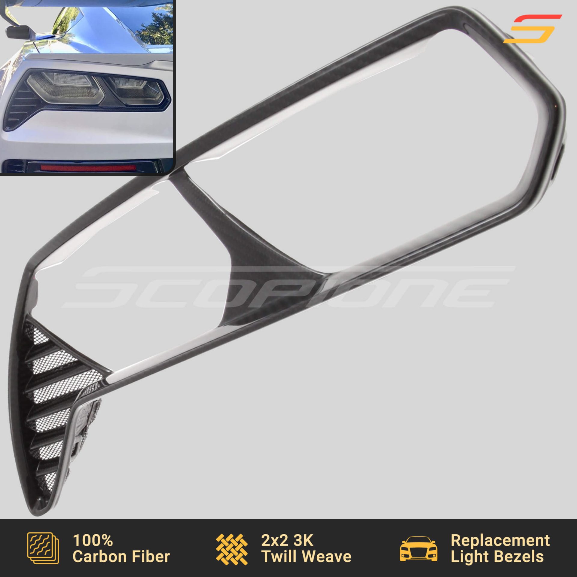 Scopione Carbon Tail Light Bezels for Corvette C7 Stingray