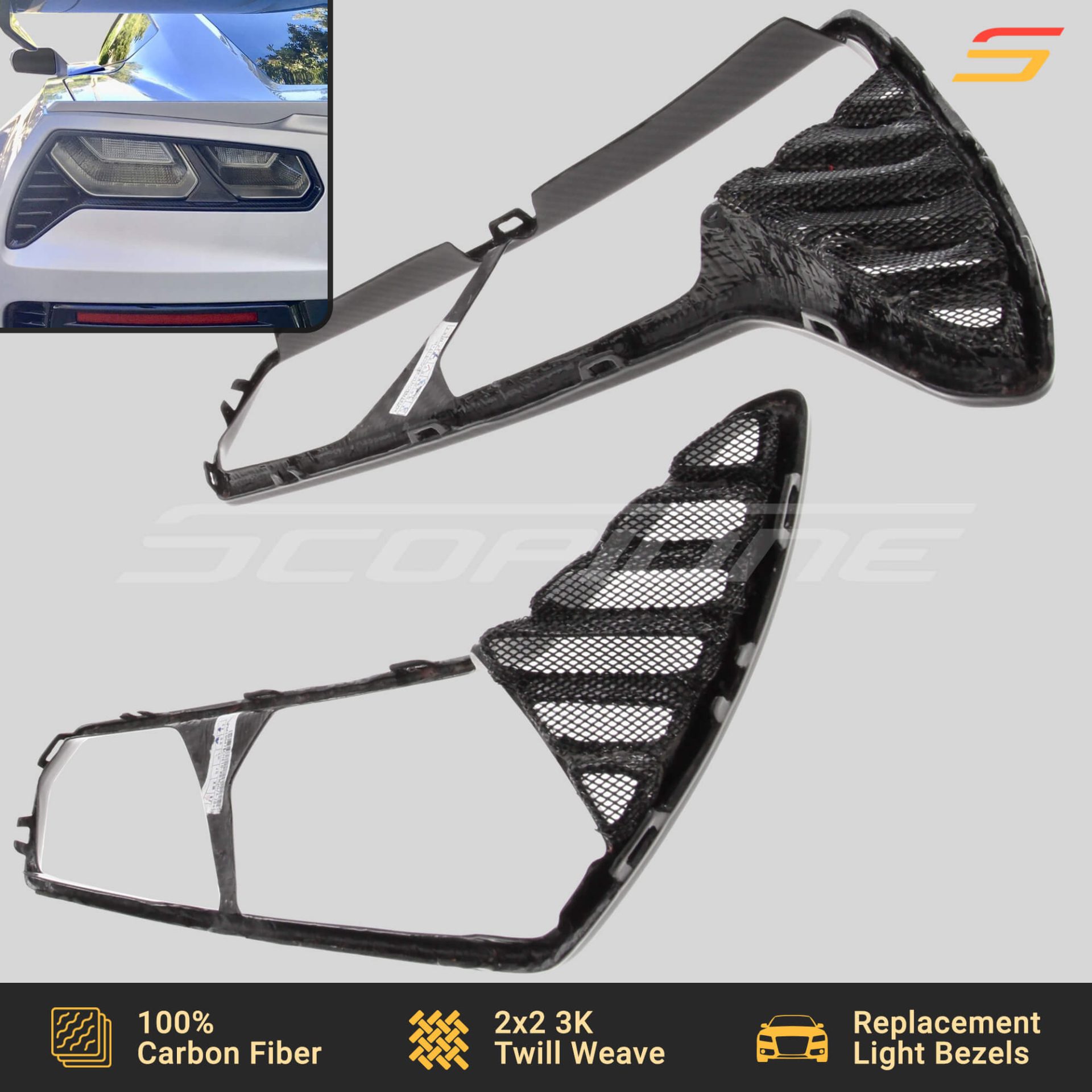 Scopione Carbon Tail Light Bezels for Corvette C7 Stingray