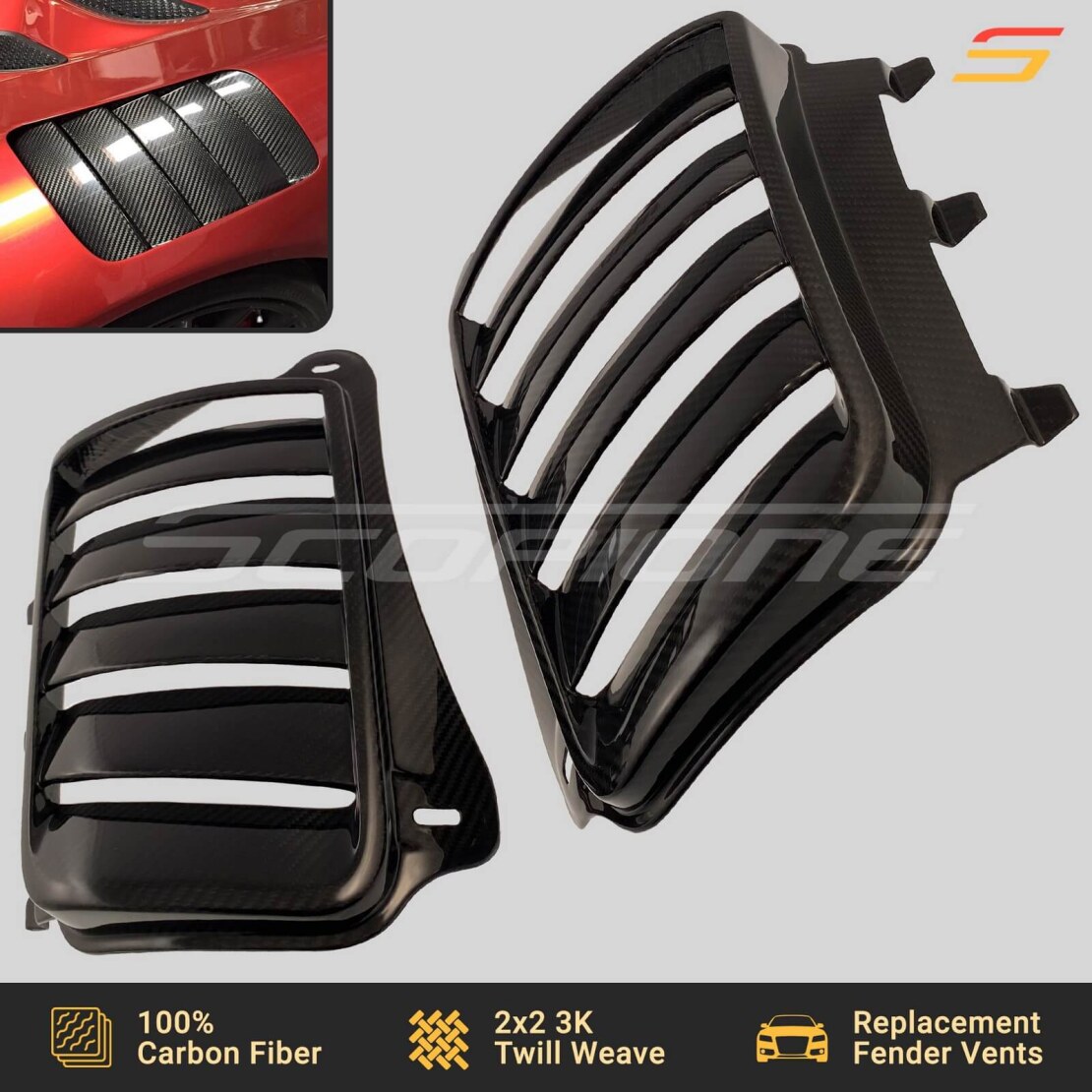 Scopione Carbon Front Fender Air Scoops for Dodge Viper ACR