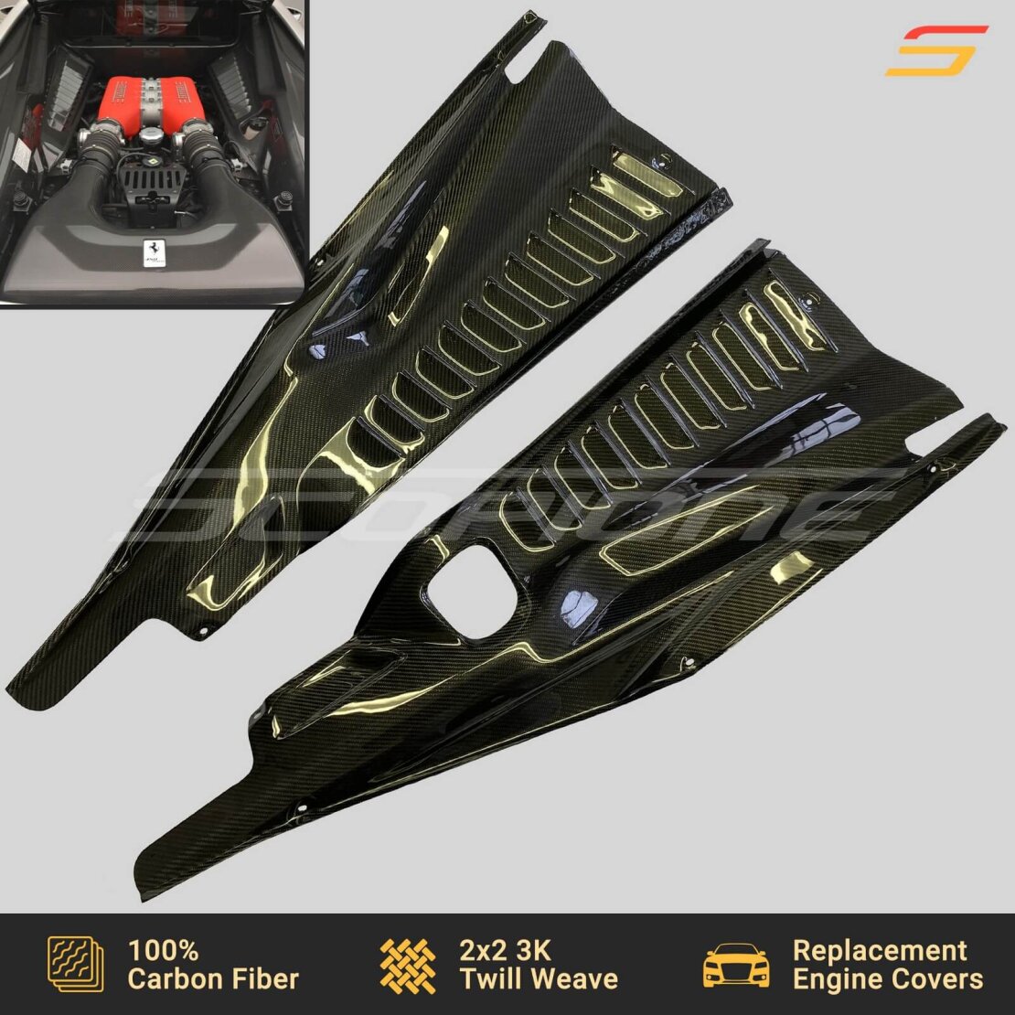 Scopione Carbon Fiber Side Engine Covers for Ferrari 458 Italia