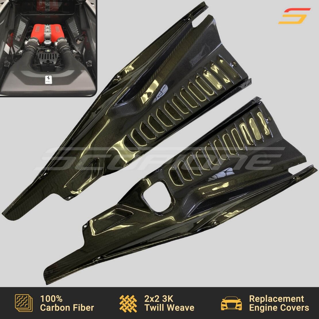 Scopione Carbon Fiber Side Engine Covers for Ferrari 458 Italia
