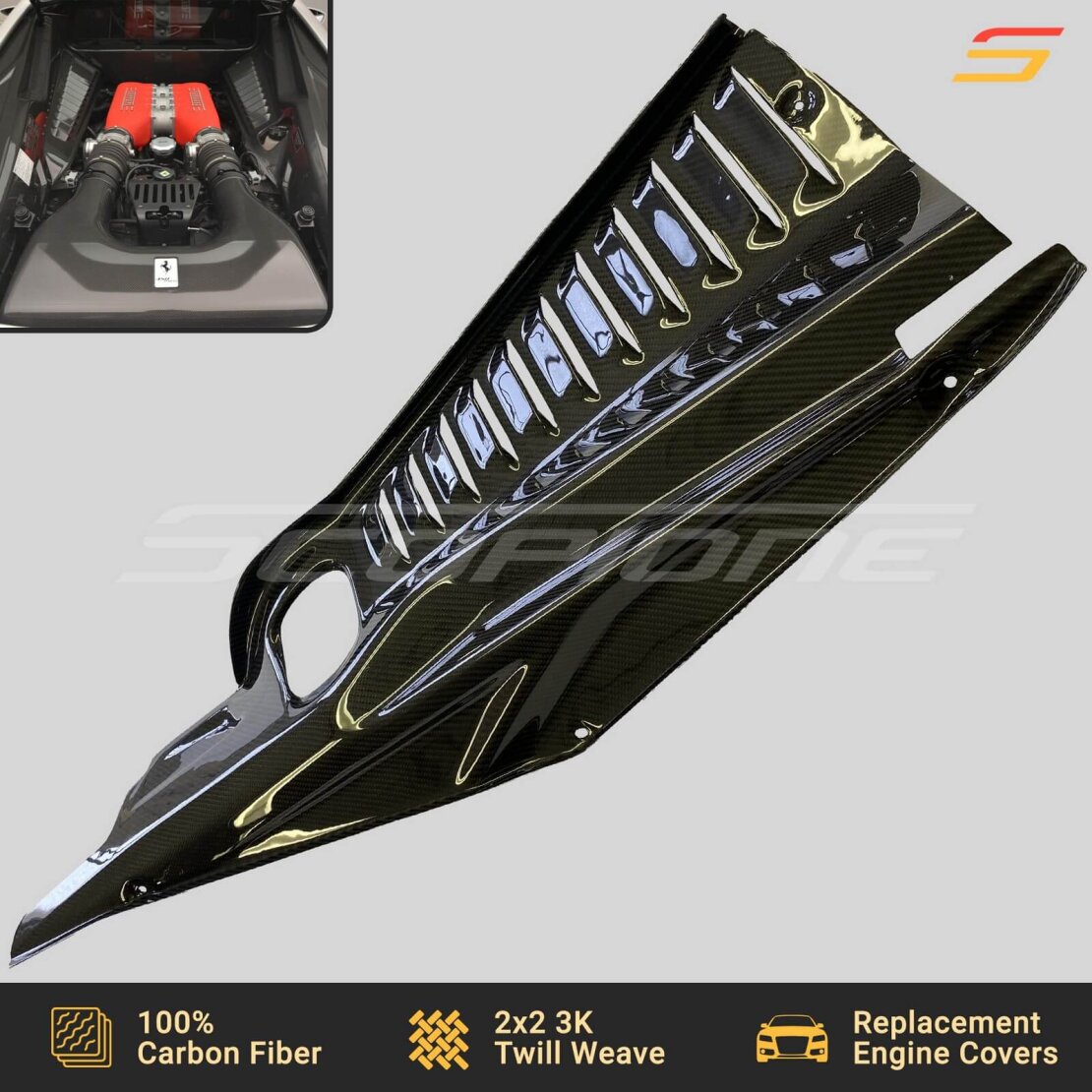 Scopione Carbon Fiber Side Engine Covers for Ferrari 458 Italia