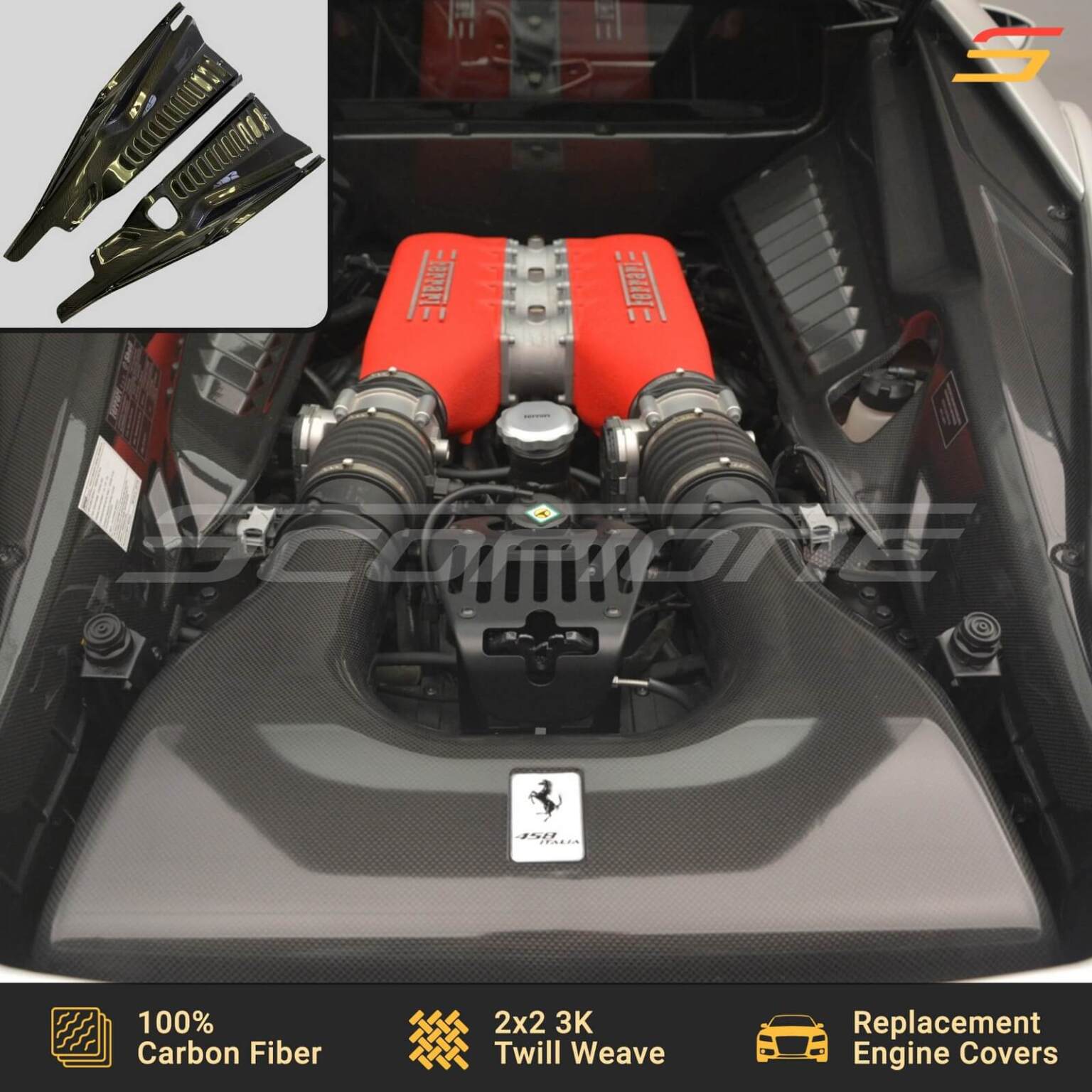 Scopione Carbon Fiber Side Engine Covers for Ferrari 458 Italia