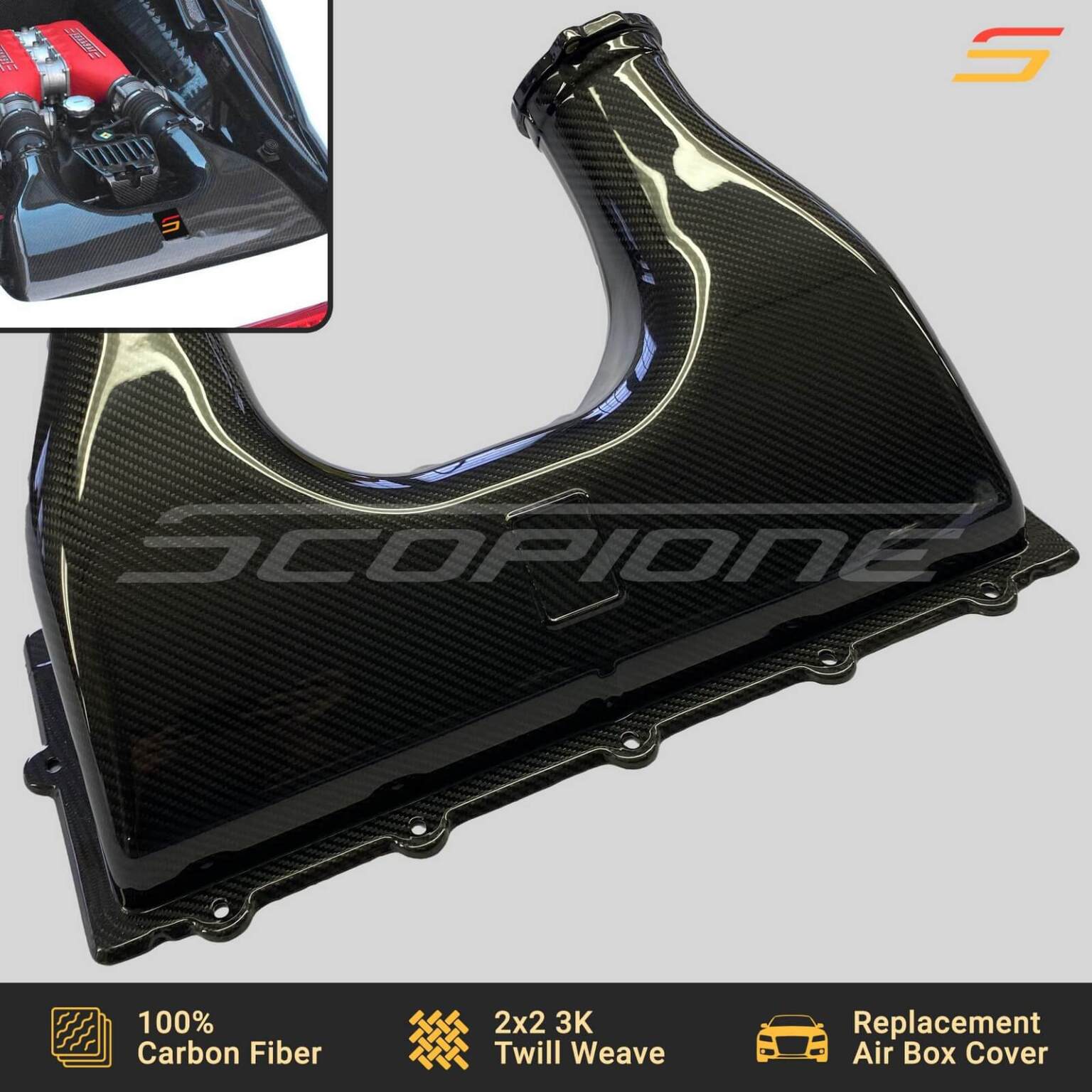 Scopione Carbon Fiber Front Splitters Wings for Ferrari 458 Italia & Spider