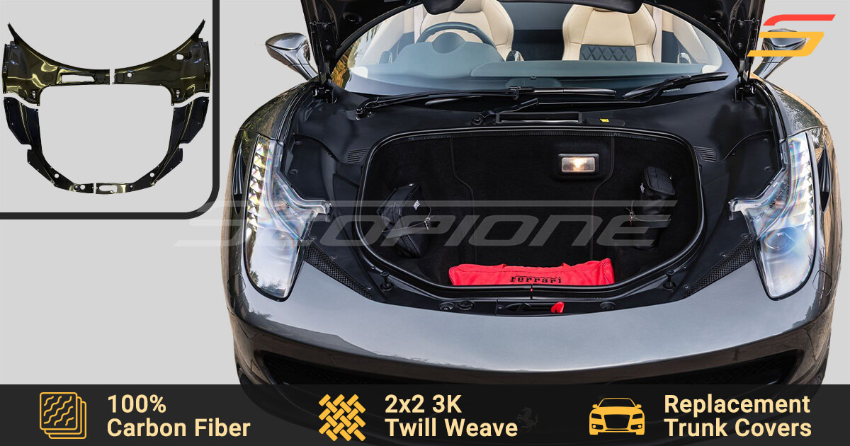Scopione Carbon Bonnet Trunk Covers for Ferrari 458 Italia Spider