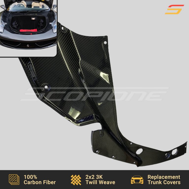 Scopione Carbon Fiber Side Bonnet Trunk Covers for Ferrari 458 Italia ...