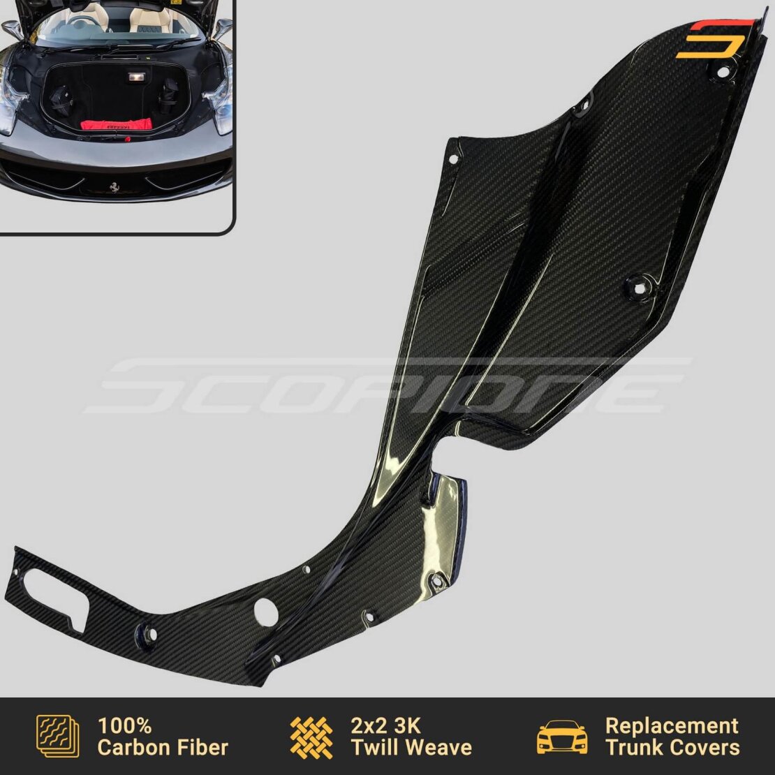 Scopione Carbon Fiber Side Bonnet Trunk Covers for Ferrari 458 Italia ...