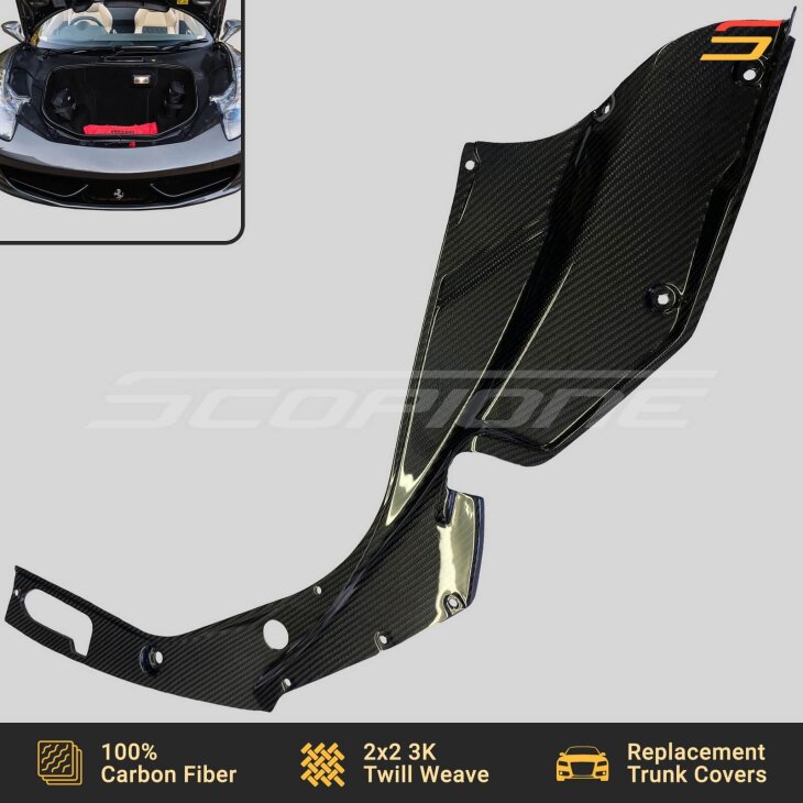 Scopione Carbon Fiber Side Bonnet Trunk Covers for Ferrari 458 Italia ...