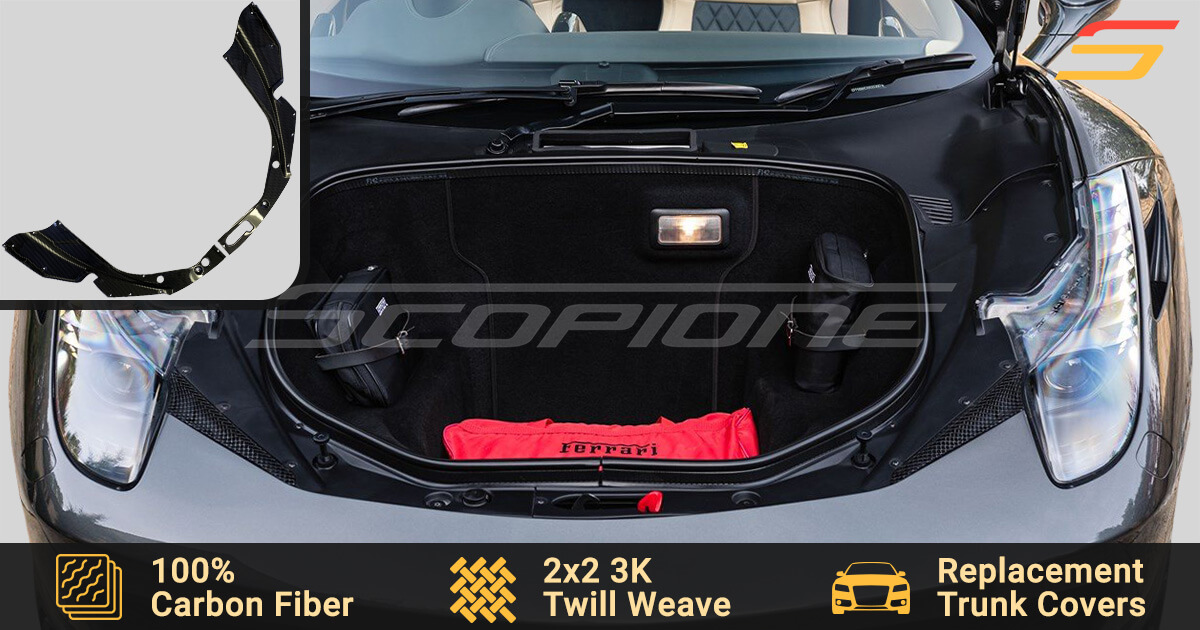 Scopione Carbon Fiber Side Bonnet Trunk Covers for Ferrari 458 Italia ...