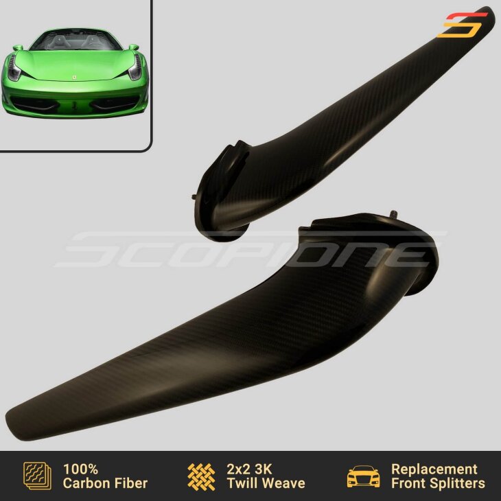 Scopione Carbon Fiber Front Splitters Wings for Ferrari 458 Italia & Spider