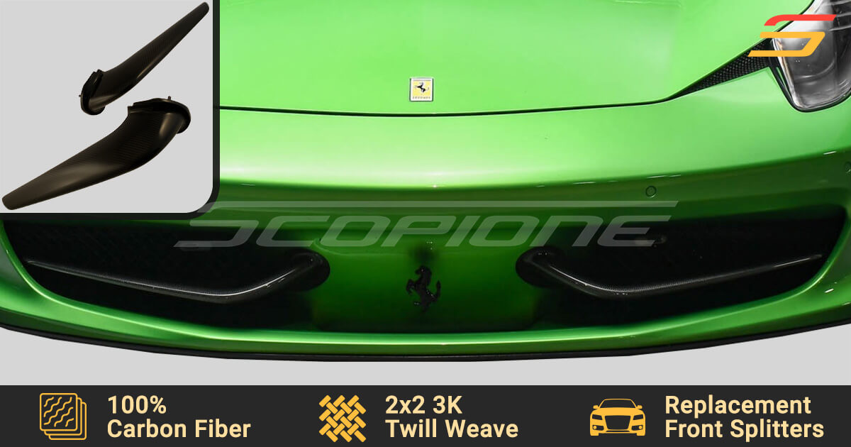 Scopione Carbon Fiber Front Splitters Wings for Ferrari 458 Italia & Spider