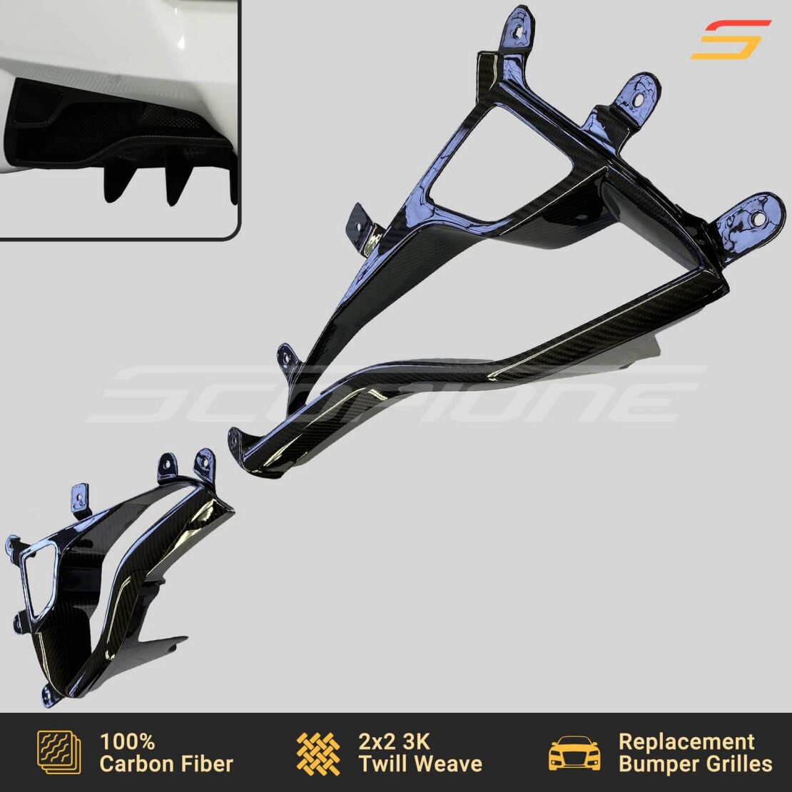 Scopione Carbon Rear Fog Light Grilles | Ferrari 458 Italia & Spider