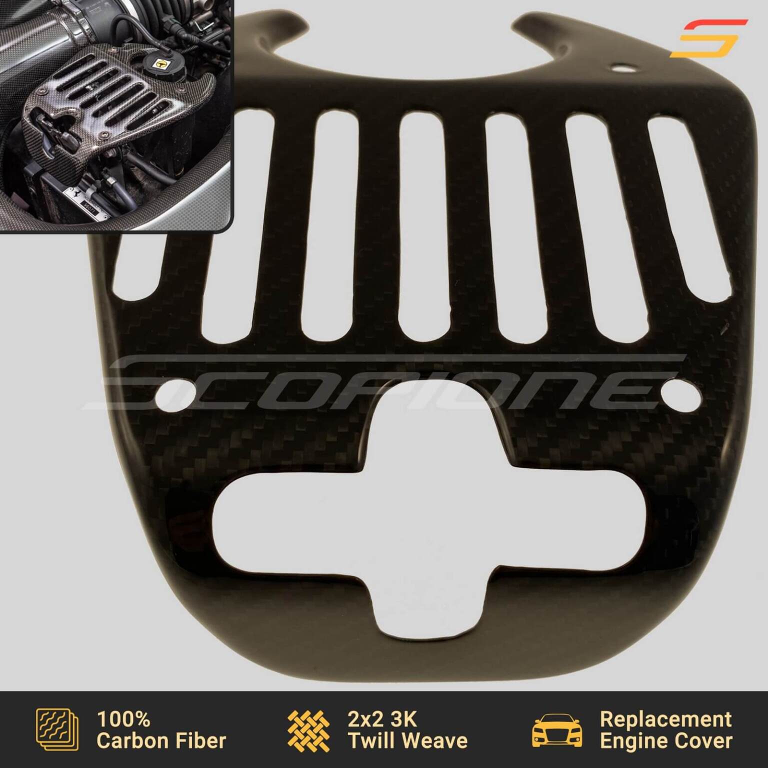 Scopione Carbon Fiber Side Bonnet Trunk Covers for Ferrari 458 Italia ...