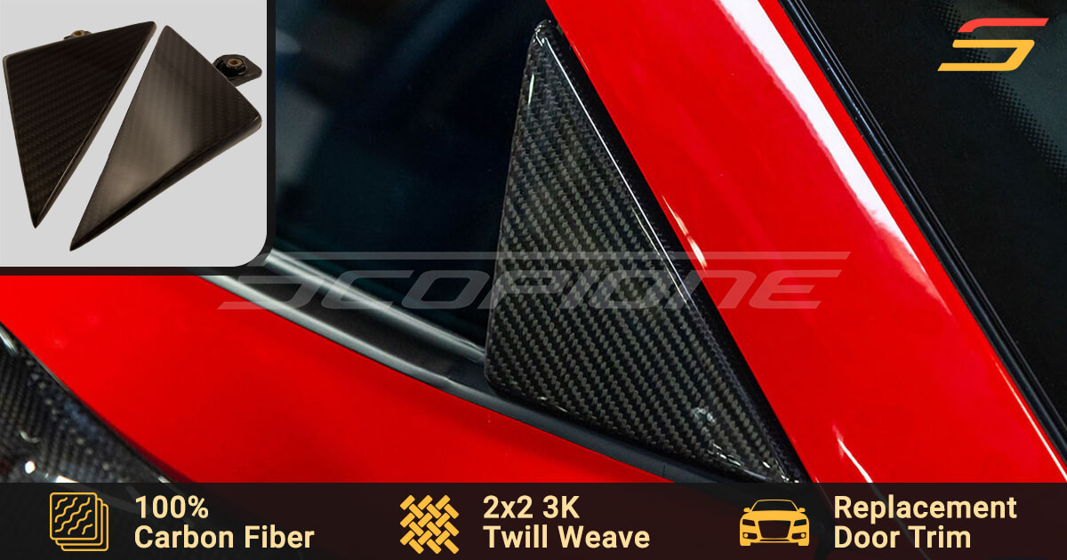 Scopione Carbon Fiber Window Door Triangle Trim for Ferrari 458
