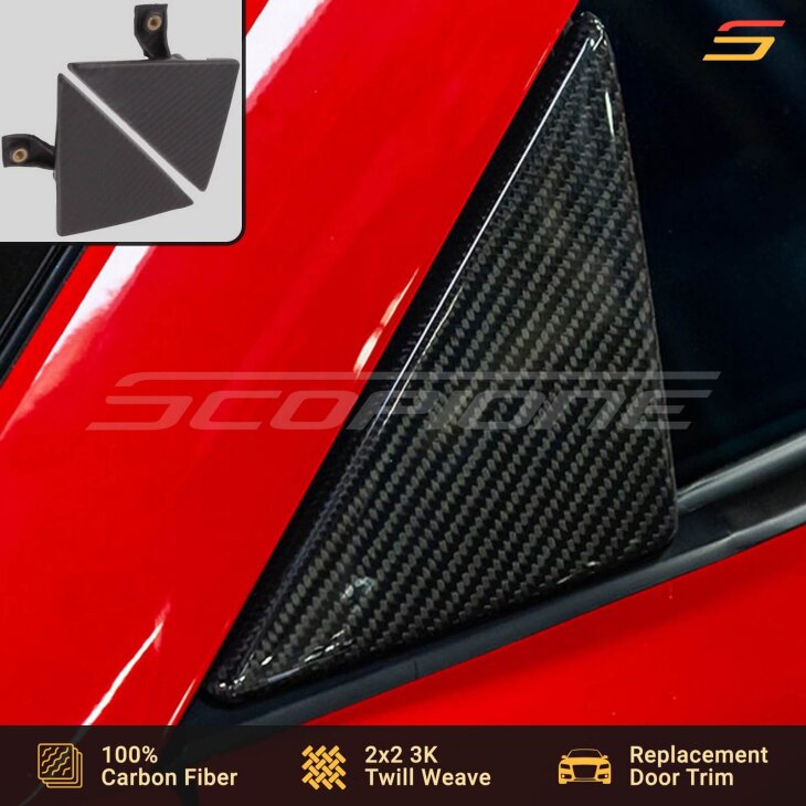 Scopione MATTE Carbon Fiber Window Door Triangle Trim for Ferrari 458