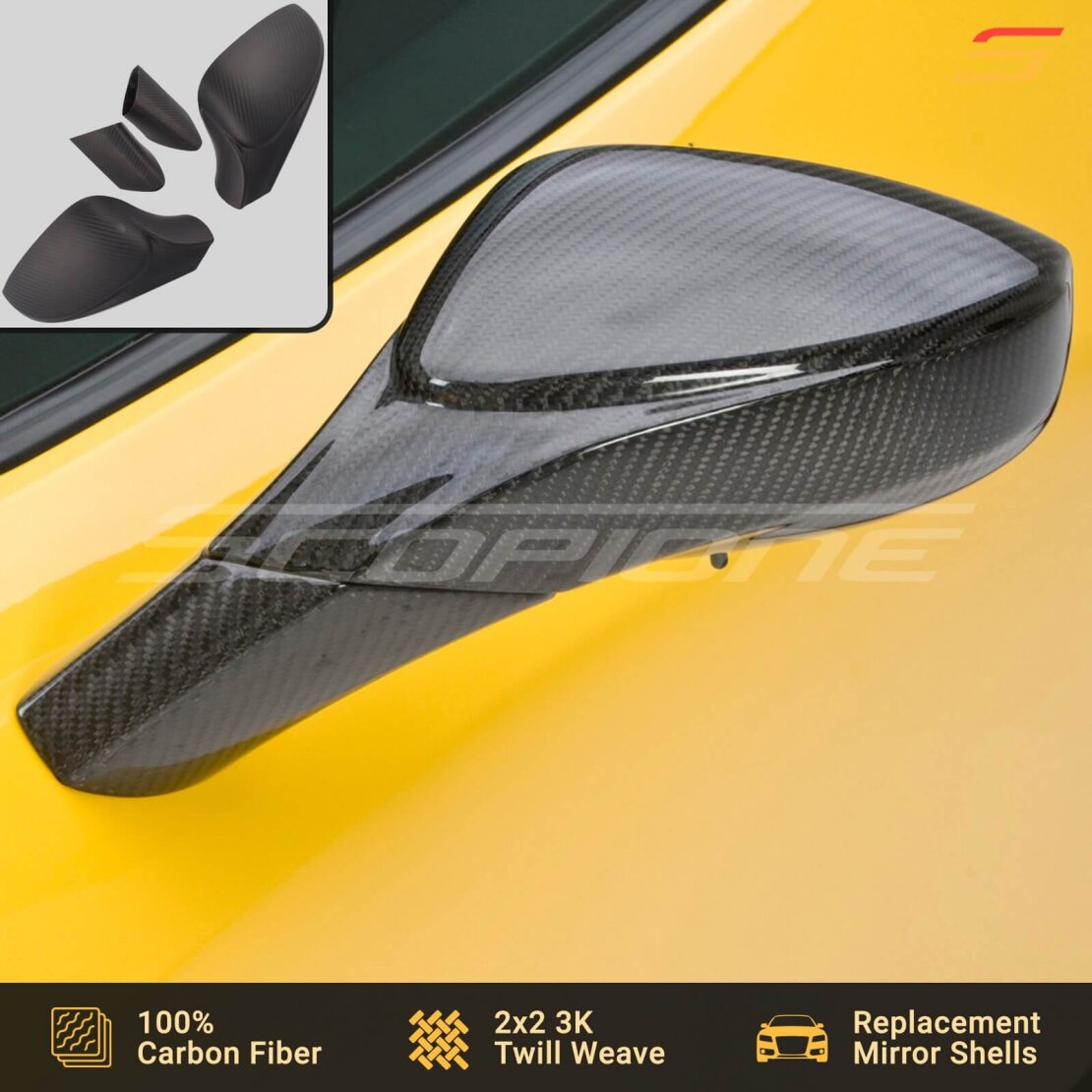 Scopione MATTE Carbon Fiber Replacement Side Mirrors for Ferrari 458