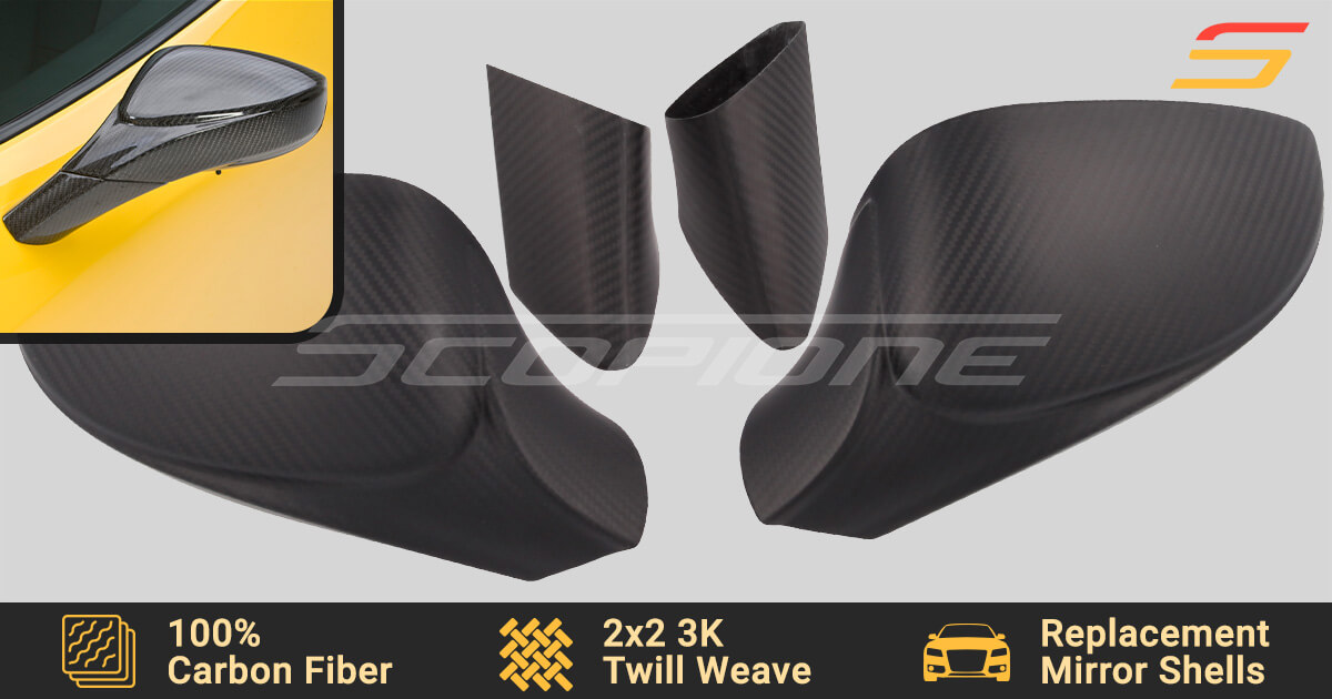 Scopione MATTE Carbon Fiber Replacement Side Mirrors for Ferrari 458