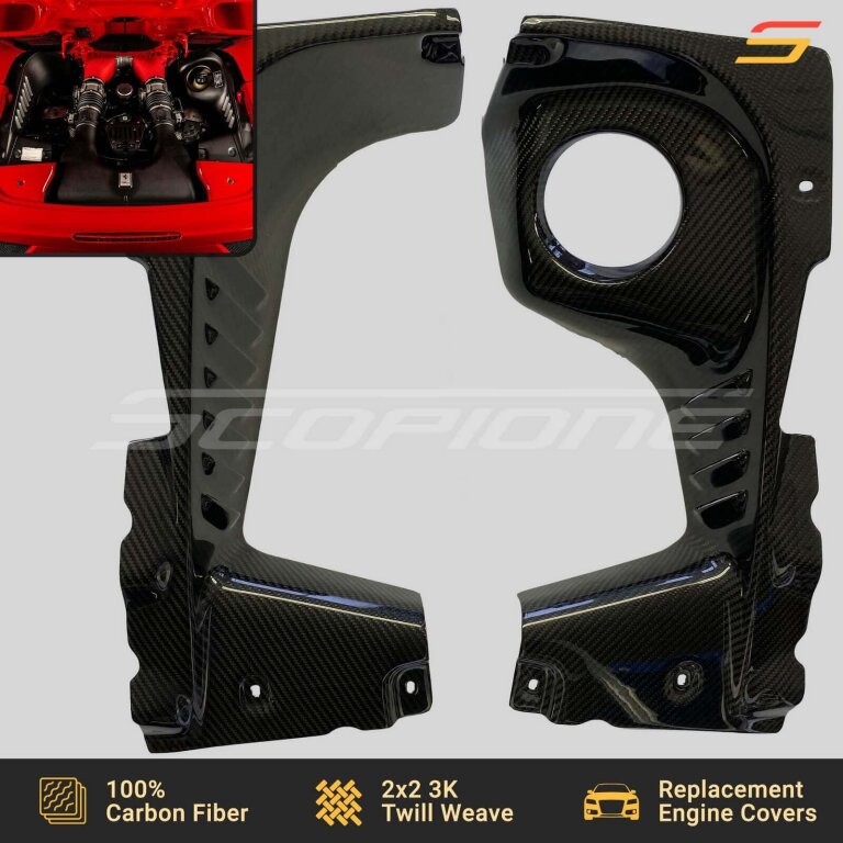 Scopione Carbon Fiber Side Bonnet Trunk Covers for Ferrari 458 Italia ...