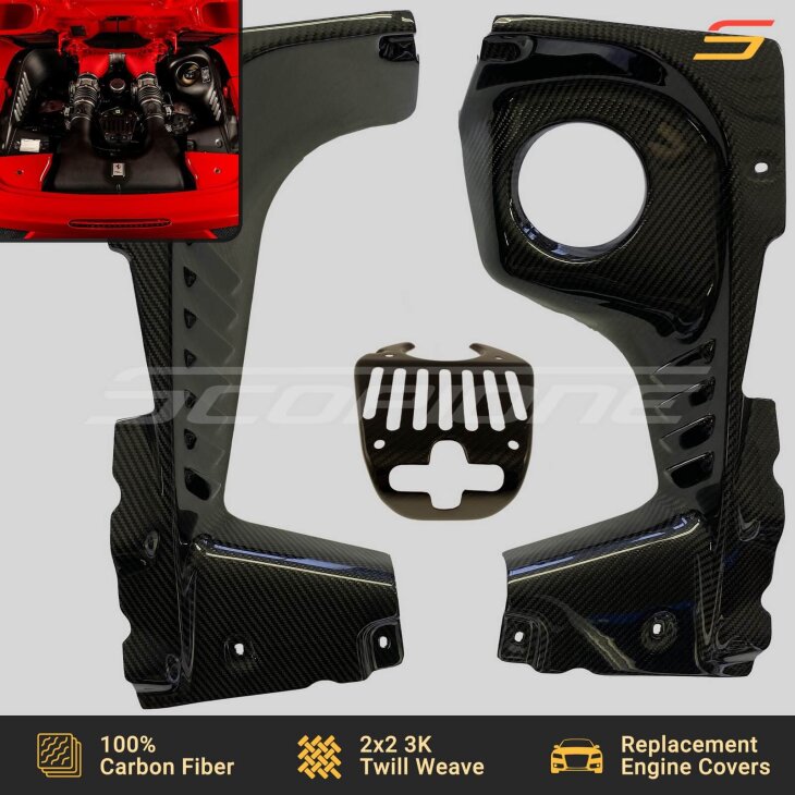 Scopione Carbon Fiber Side Bonnet Trunk Covers for Ferrari 458 Italia ...