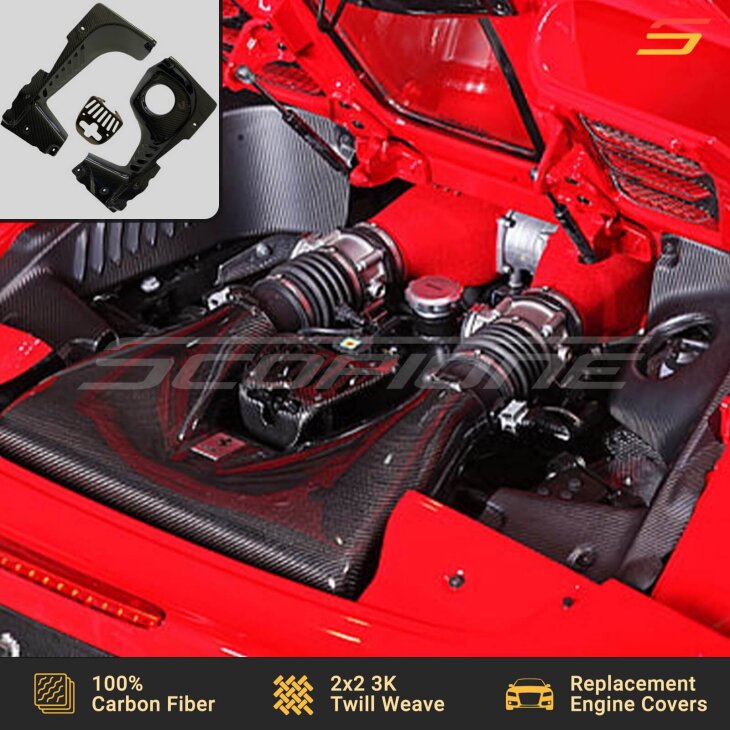 Scopione Carbon Fiber Engine Covers Panels Trim Set for Ferrari 458 Spider